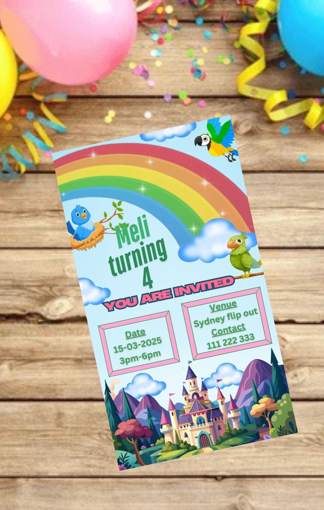 Castle Theme Birthday Invite, Digital Castle Invite, Princess Castle ...