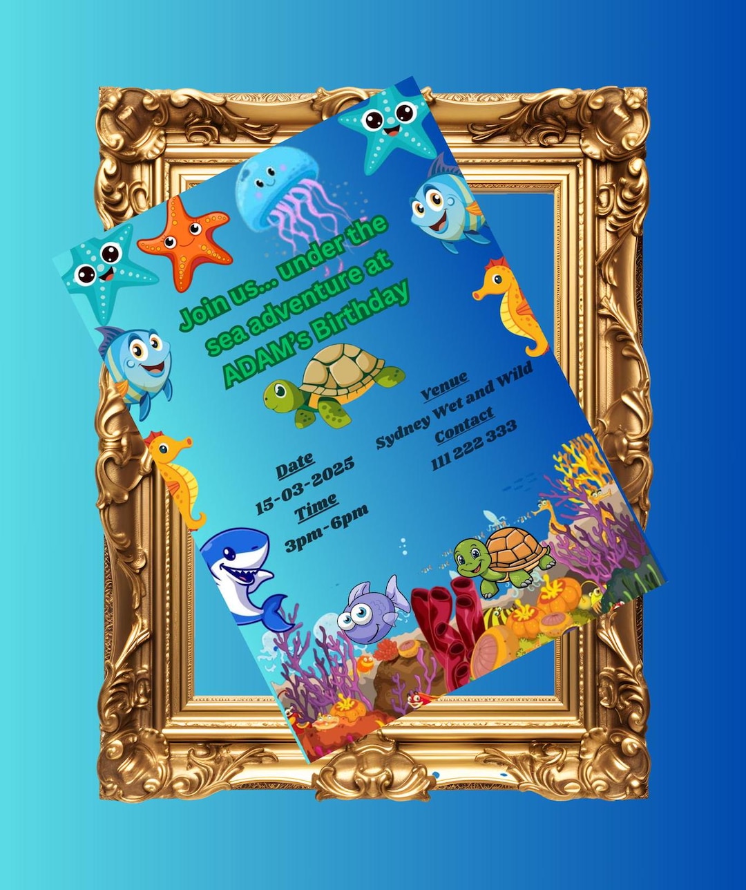 Under the Sea Theme, Sea Animal Birthday Invite, Digital and Editable ...