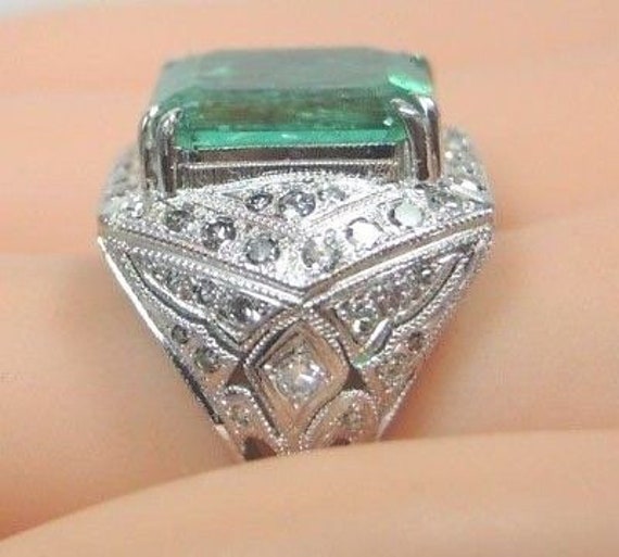 Antique Art Deco Colombian Muzo Emerald and Diamond P… - Gem