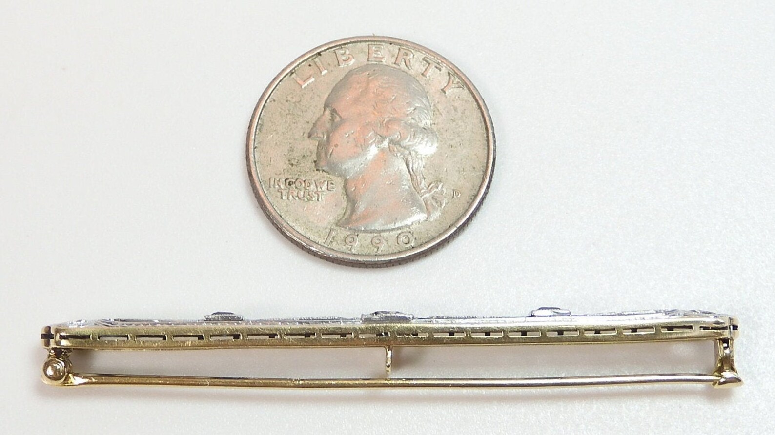 Antique Art Deco Vintage Diamond Enamel Bar Pin Platinum 18K | Etsy