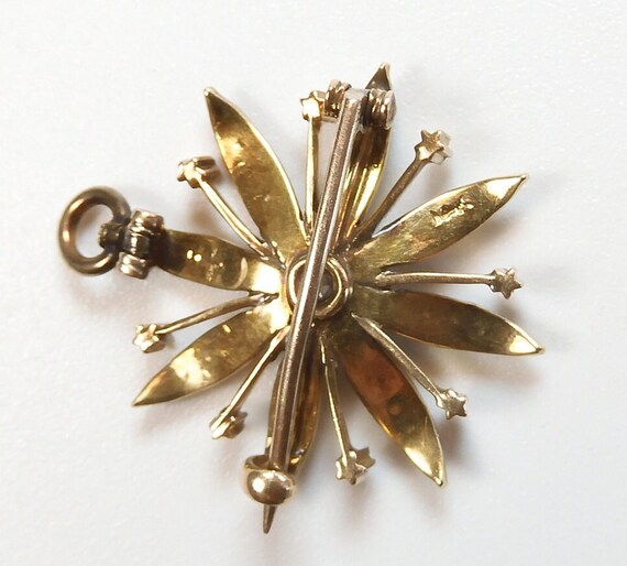 Antique Circa 1920's Diamond Pearl Sunburst Pin Penda… - Gem
