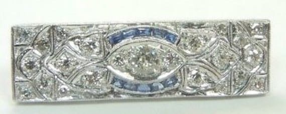 Antique Art Deco Vintage Diamond Brooch Pin Platinum - Gem