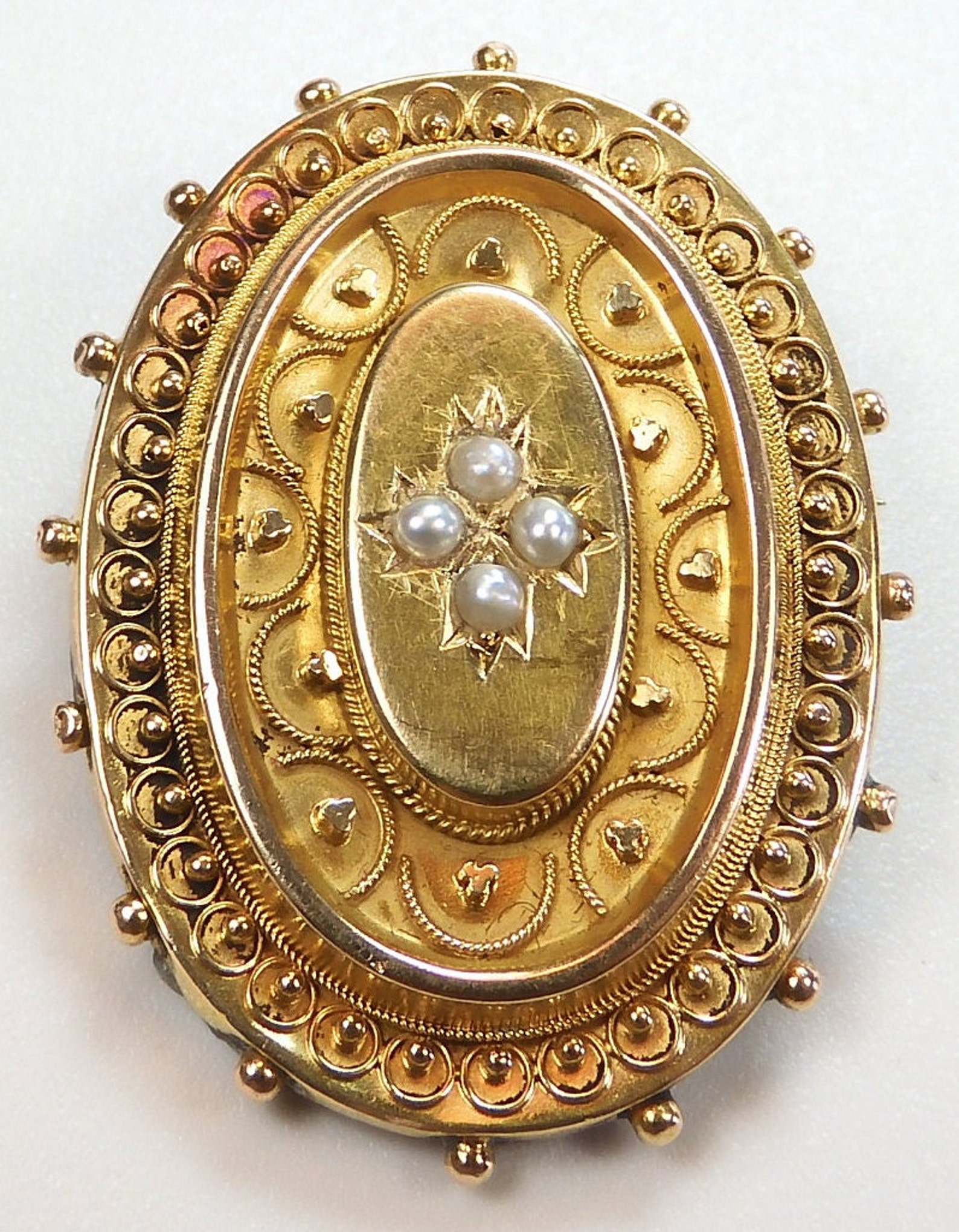 Victorian 14k/silver Etruscan Seed Pearl Brooch Pin Circa 1880's - Etsy