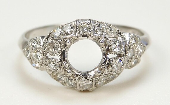 Antique 1920's Engagement Mounting Mount Platinum Hol… - Gem