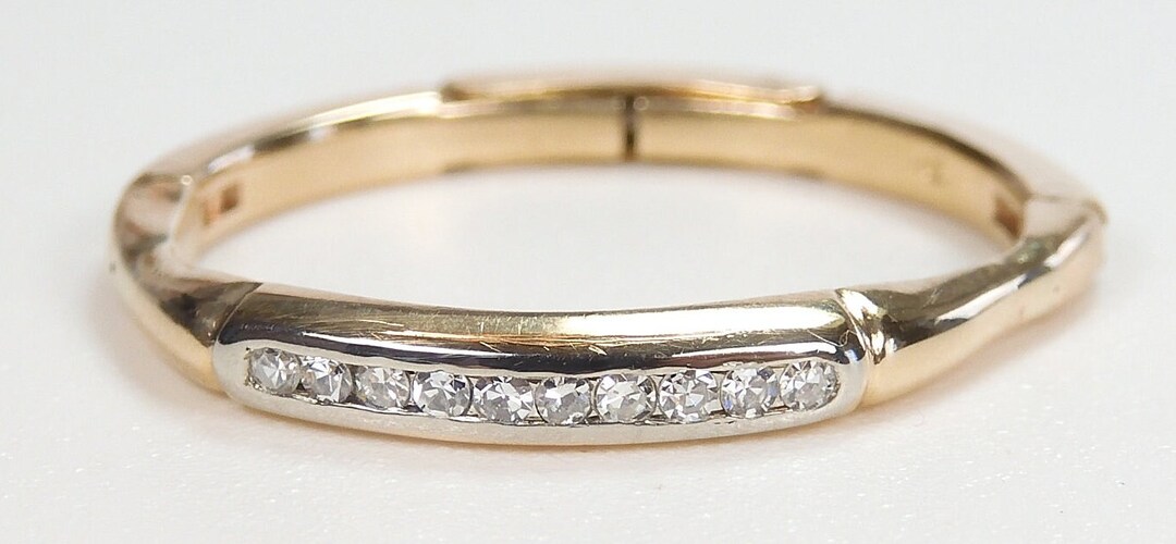 Antique Diamond Wedding Band Arthritic Shank Size 8.25 14KW/Y UK-Q EGL ...