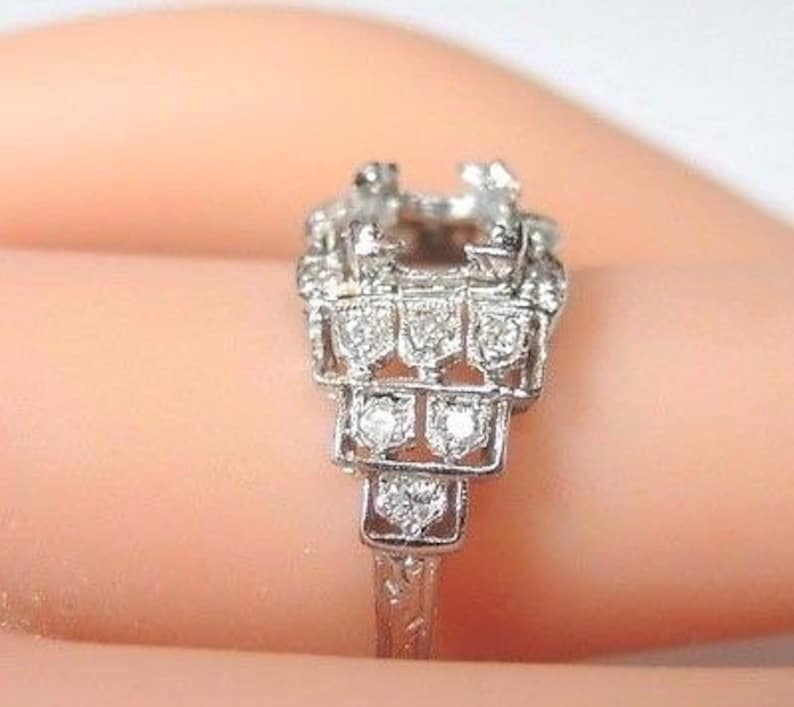Antique Art Deco Vintage Diamond Platinum Ring Setting - Etsy