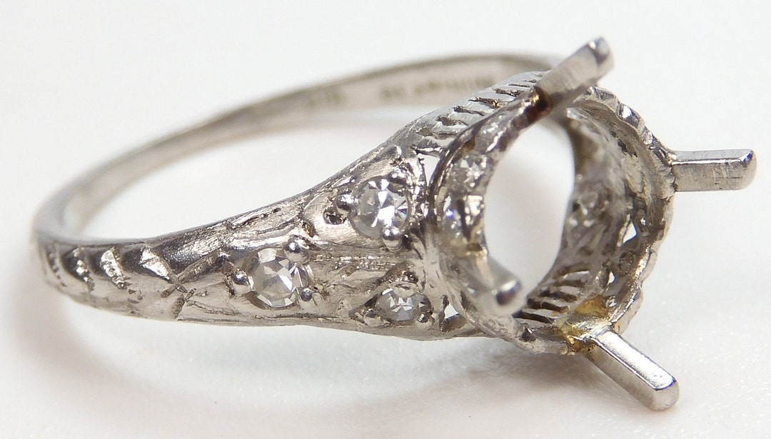 Antique Art Deco Engagement Mounting Mount Setting Platinum Hold 8-8 ...