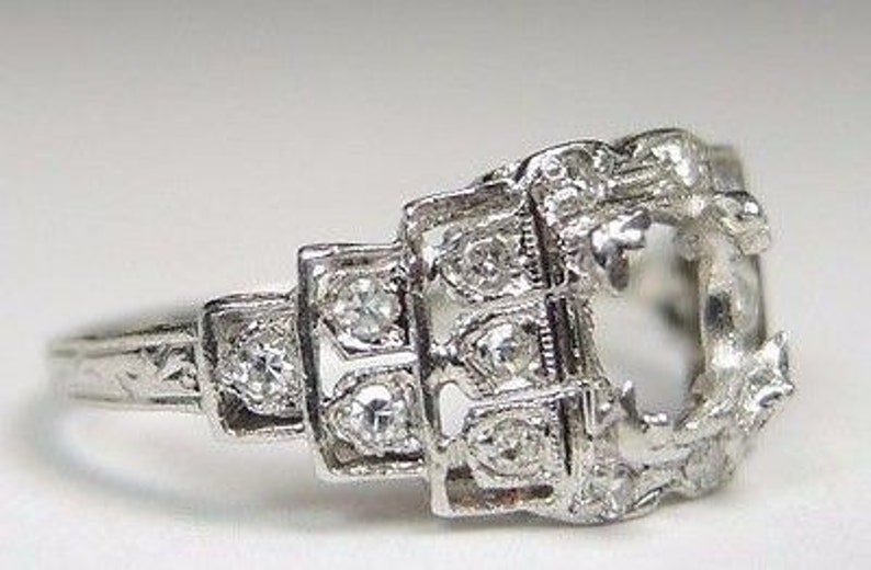 Antique Art Deco Vintage Diamond Platinum Ring Setting | Etsy