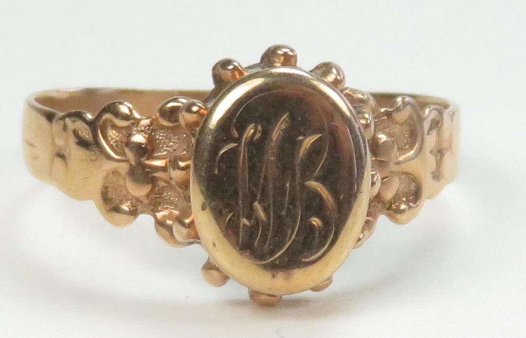 Victorian Art Deco 1910's Women's Signet Ring 14K Rose Gold Size 8.75 ...