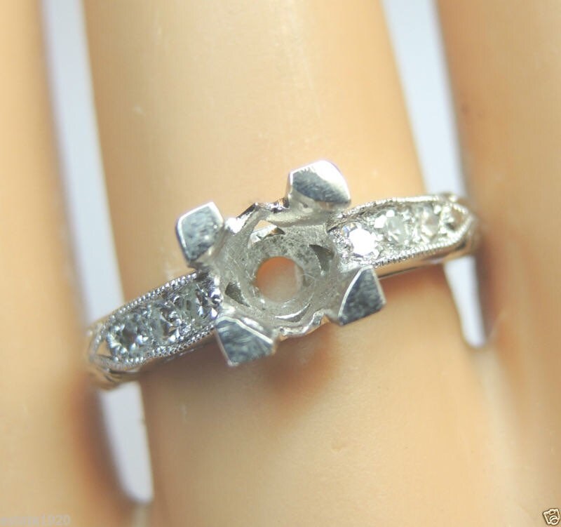 Antique Diamond Platinum Art Deco Engagement Ring Setting - Etsy