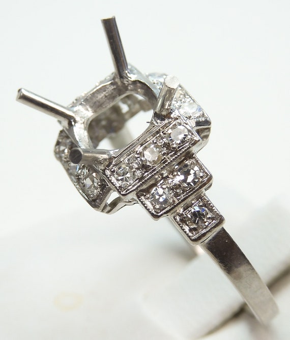 Antique 1920's Engagement Mounting Semi-Mount Platinu… - Gem