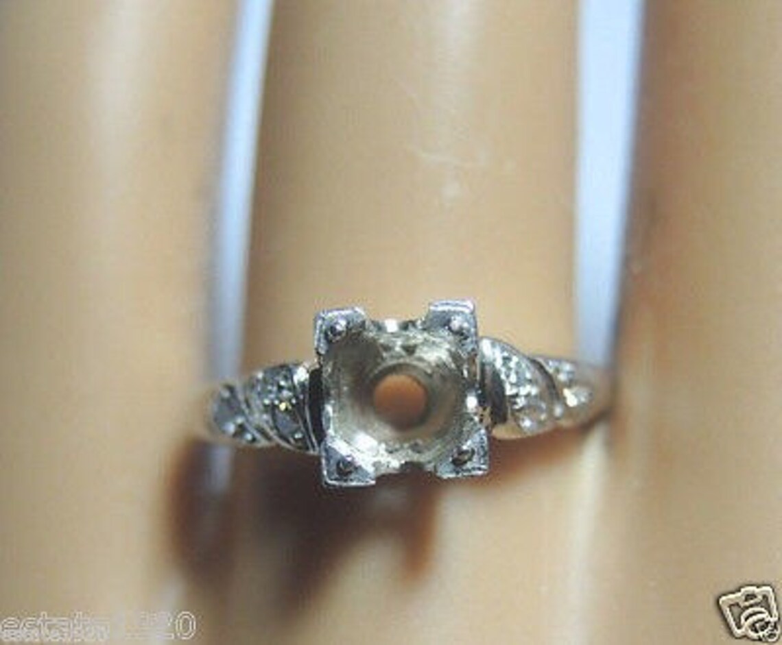 Antique Diamond Platinum Art Deco Engagement Ring Setting | Etsy