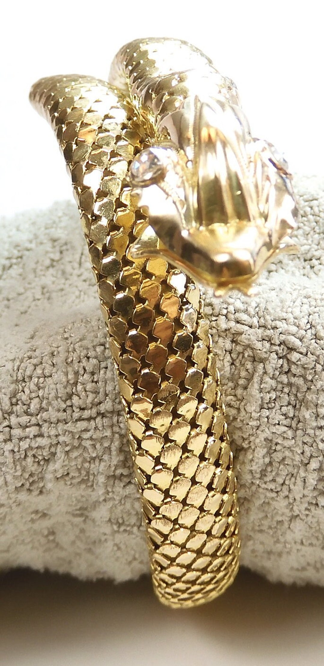 Victorian 1900's Antique Diamond Snake Serpent Scaled Bracelet 18KY ...