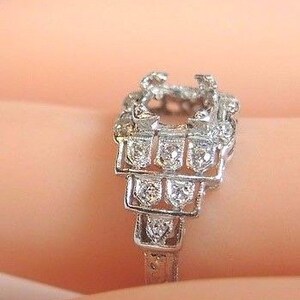 Antique Art Deco Vintage Diamond Platinum Ring Setting Mounting | Will ...