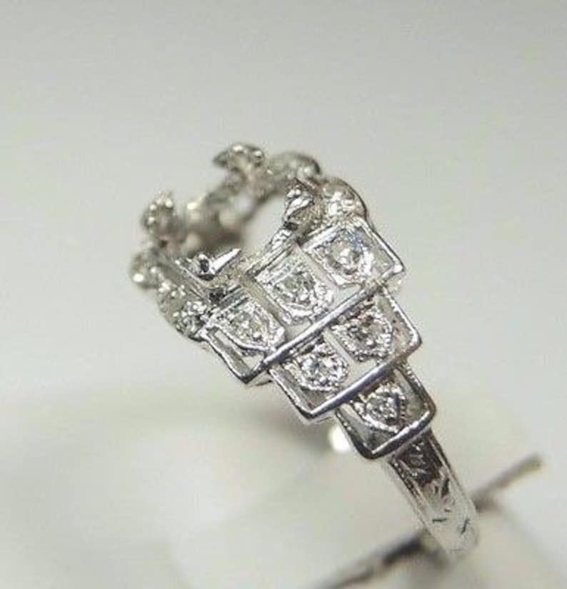 Antique Art Deco Vintage Diamond Platinum Ring Setting | Etsy