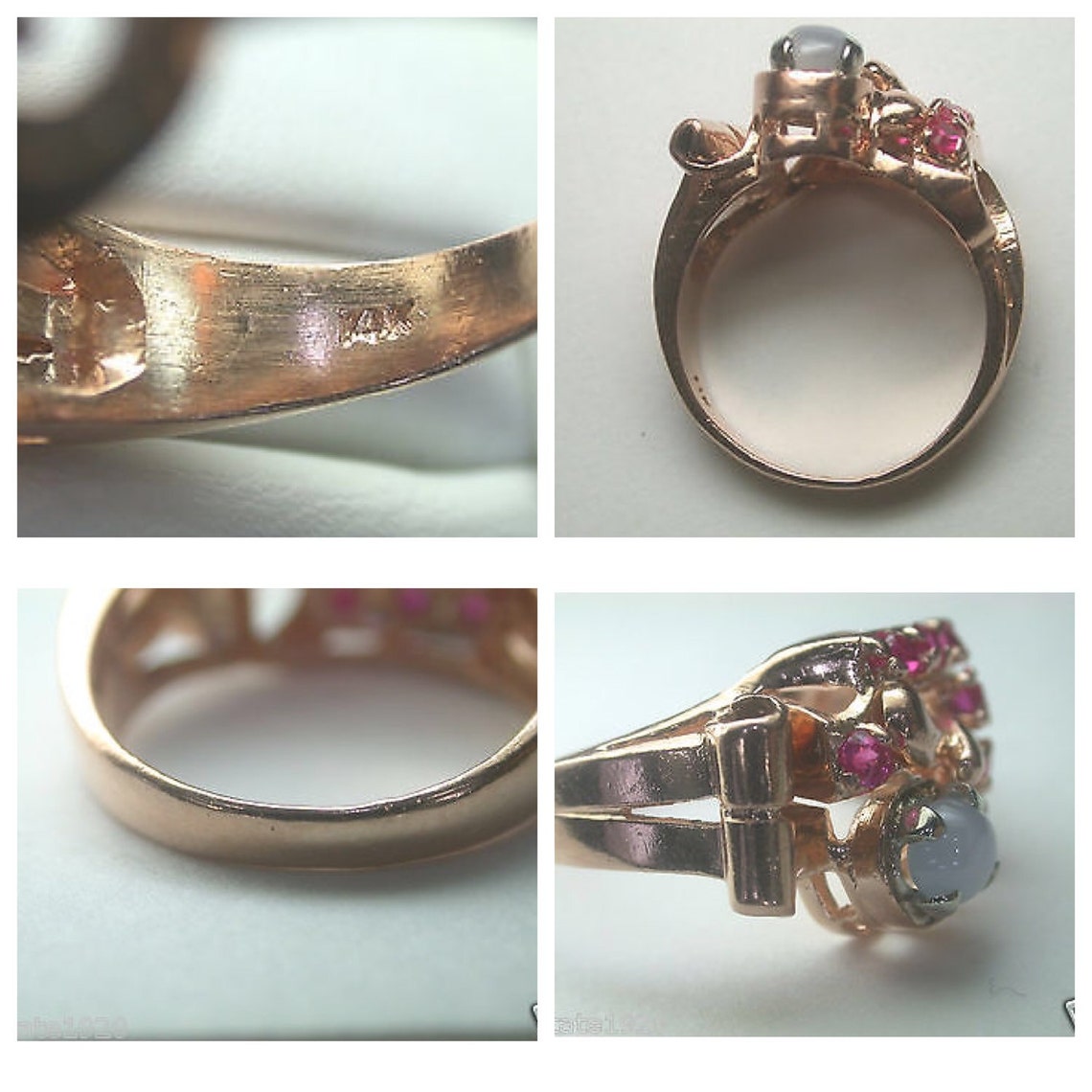 Antique Retro Star Sapphire Ruby Rose Gold Ring - Etsy