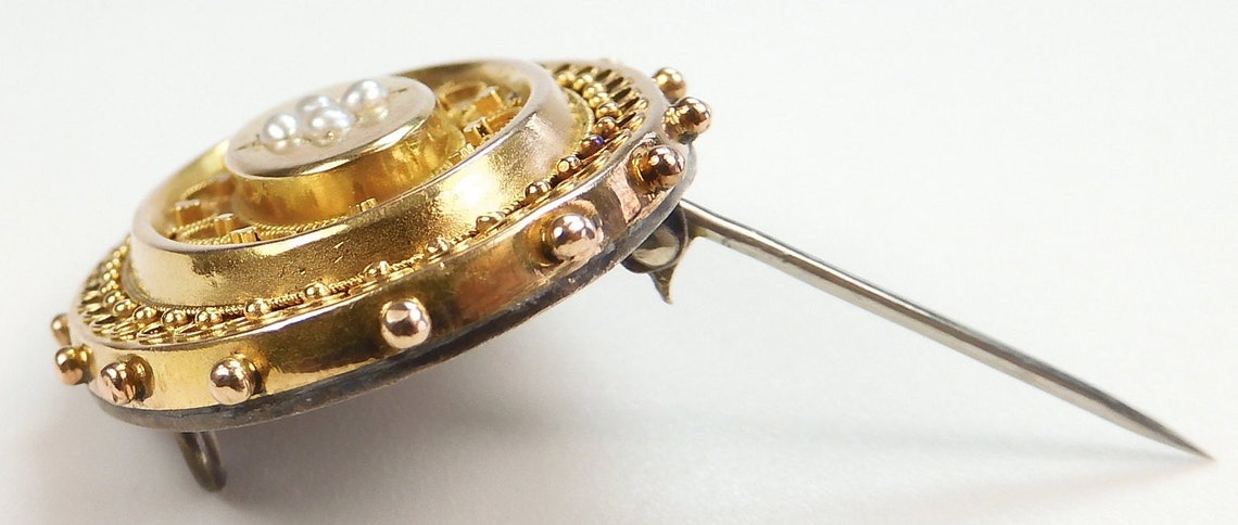 Victorian 14k/silver Etruscan Seed Pearl Brooch Pin Circa 1880's - Etsy