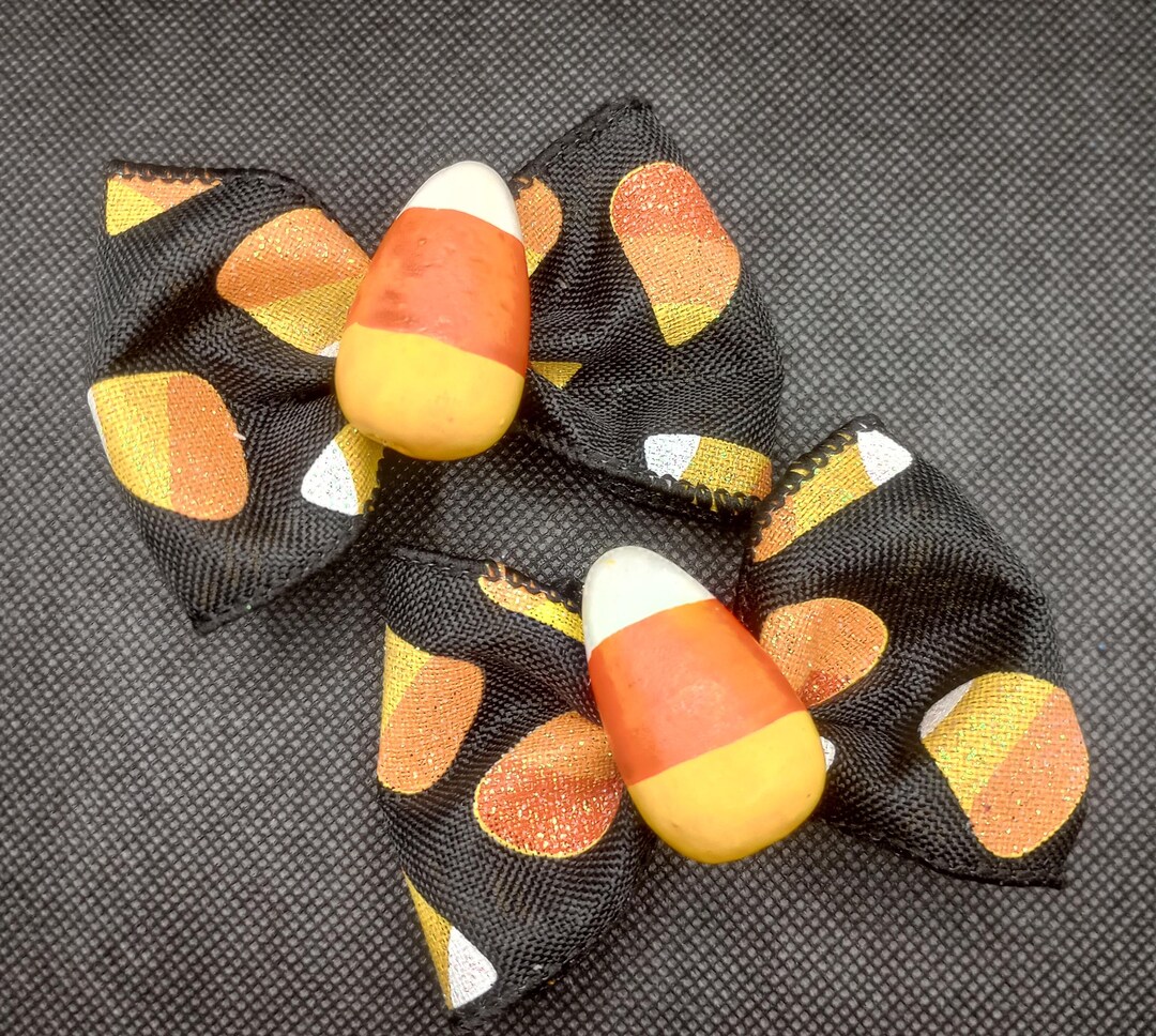 Candy Corn Pig Tail Bows, Halloween Piggy Tail Bows, Hairbow Bundle ...