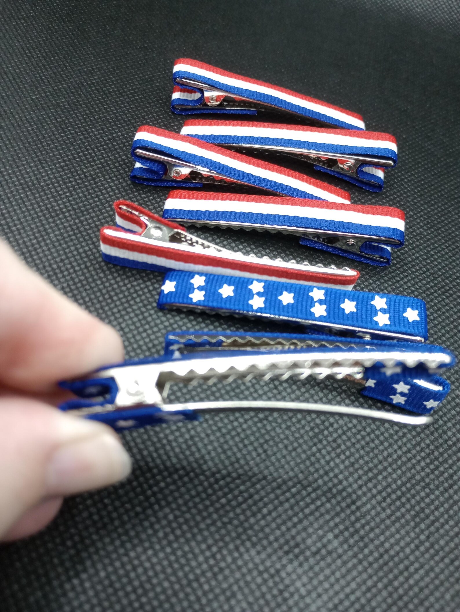 Lined Alligator Clips With Teeth, Patriotic Alligator Clips, Hairbow ...