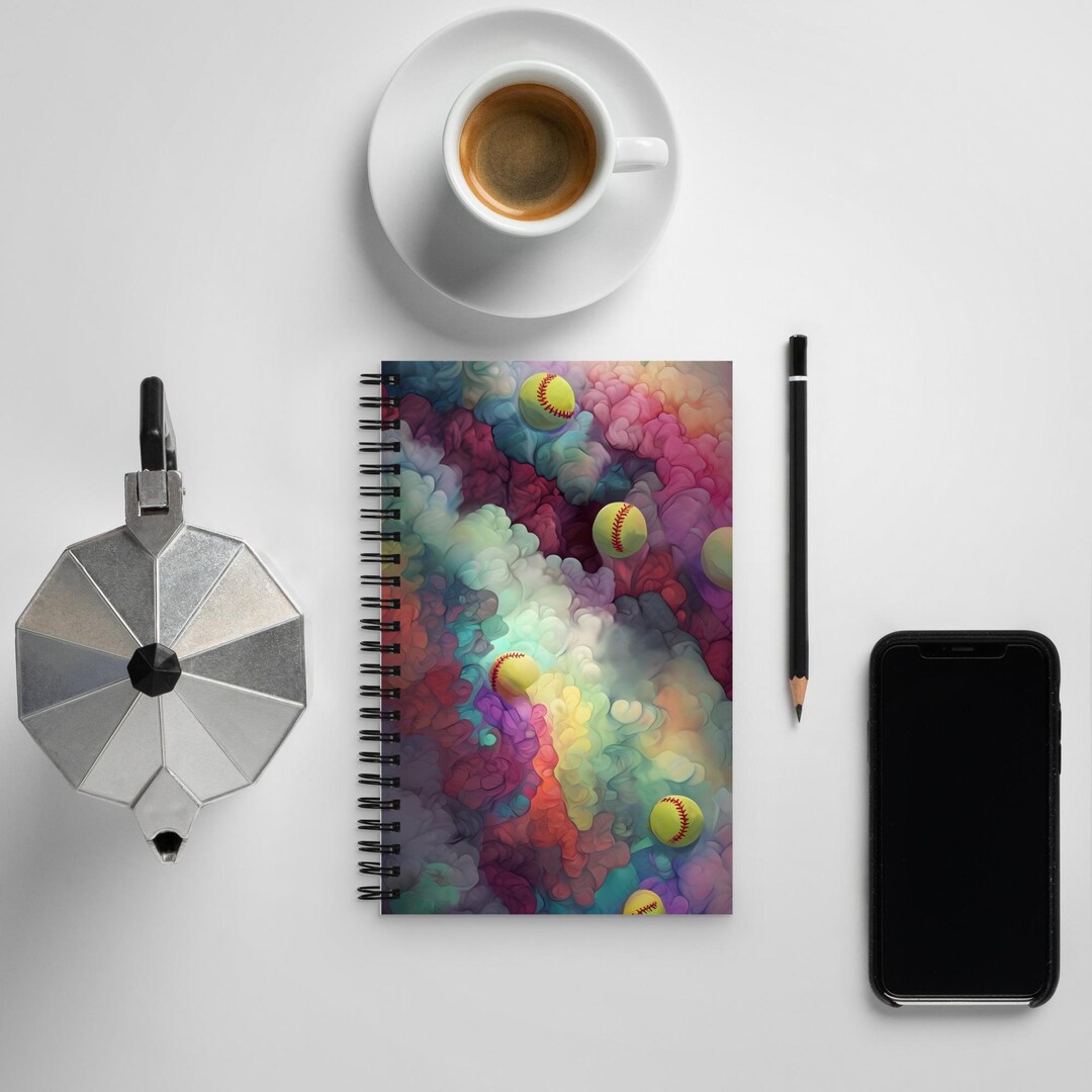 Rainbow Clouds Softball Notebook - Etsy