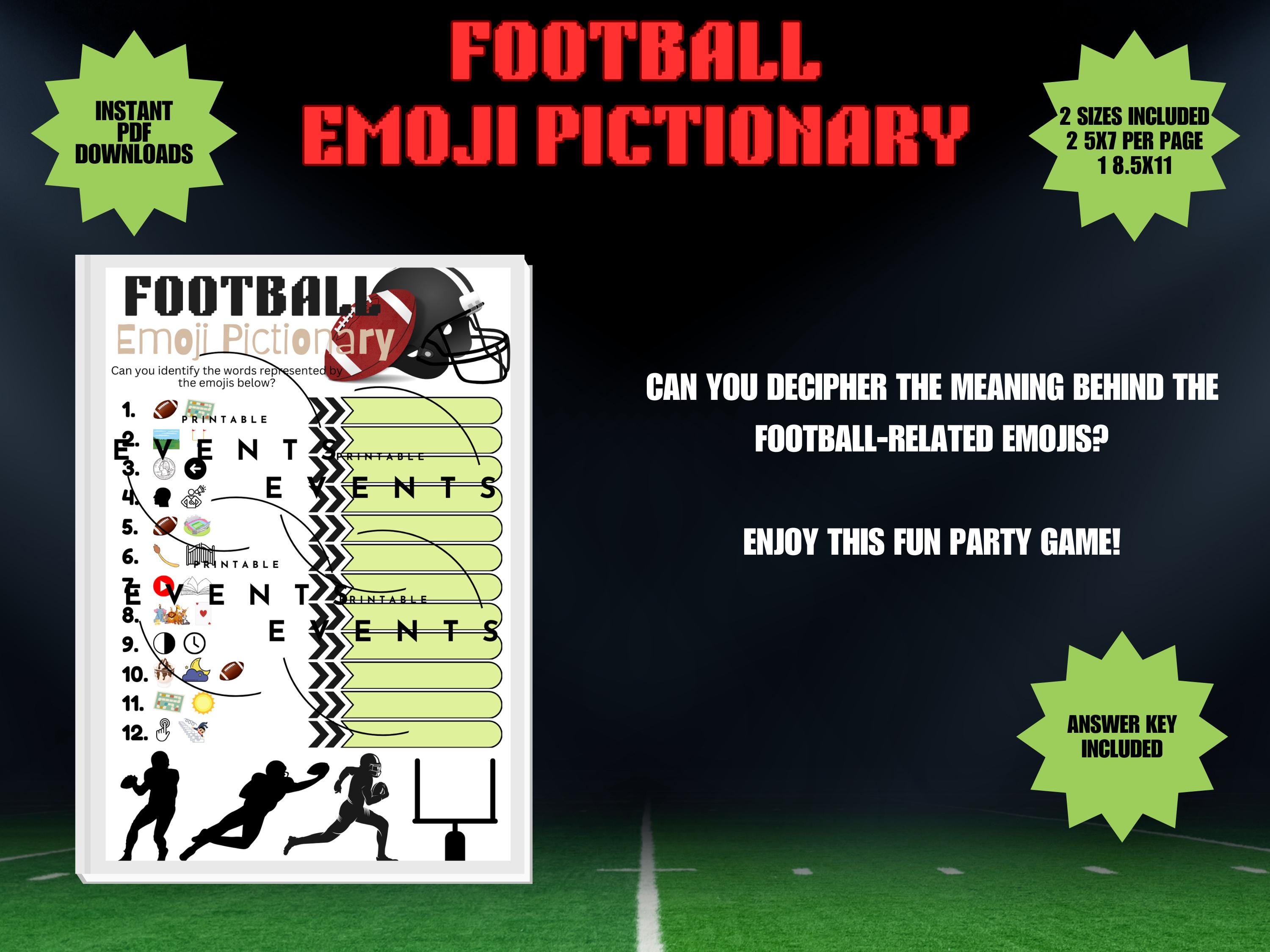 Football Emoji Pictionary Game Perfect for Football or Super Bowl ...