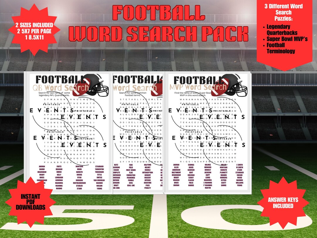 Bundle 3 Football Word Searches: NFL Quarterbacks; Super Bowl Mvp's ...