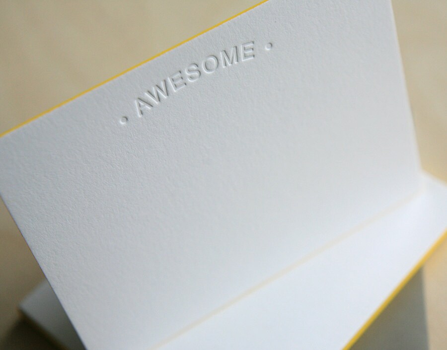 Letterpress Stationery With Edge Painting Awesome Thank You - Etsy