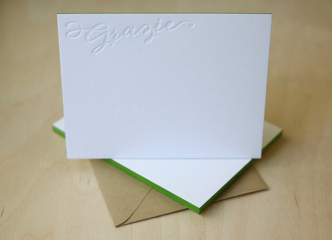 Letterpress Edge Painted Notecards - Grazie Italian Notes - Etsy