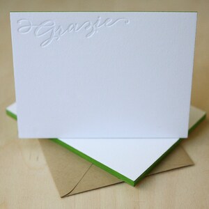 Letterpress Edge Painted Notecards - Grazie Italian Notes - Etsy