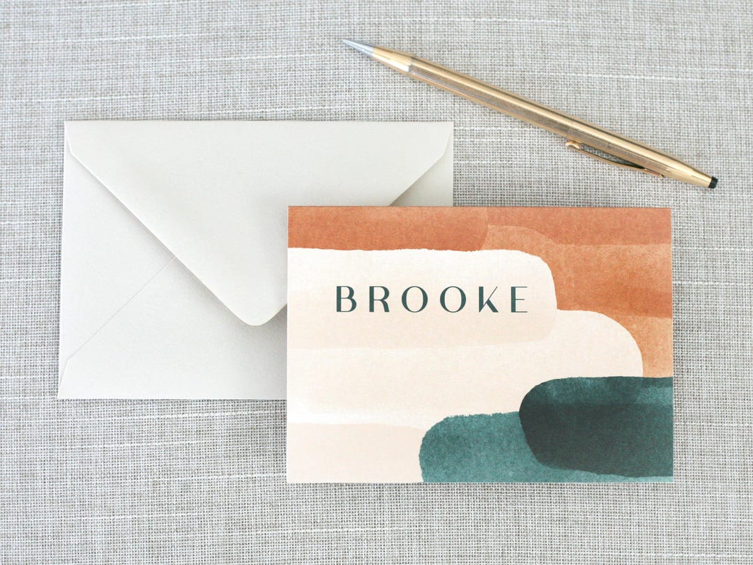 Personalized Stationery, Brooke Custom Notecard Set, Modern Thank You ...
