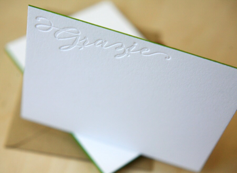 Letterpress Edge Painted Notecards - Grazie Italian Notes - Etsy