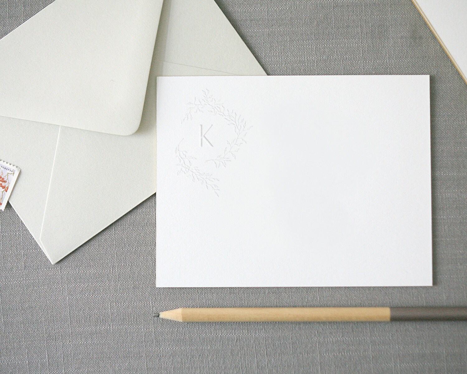 Letterpress Stationery Cascade Initial Monogram Stationery | Etsy