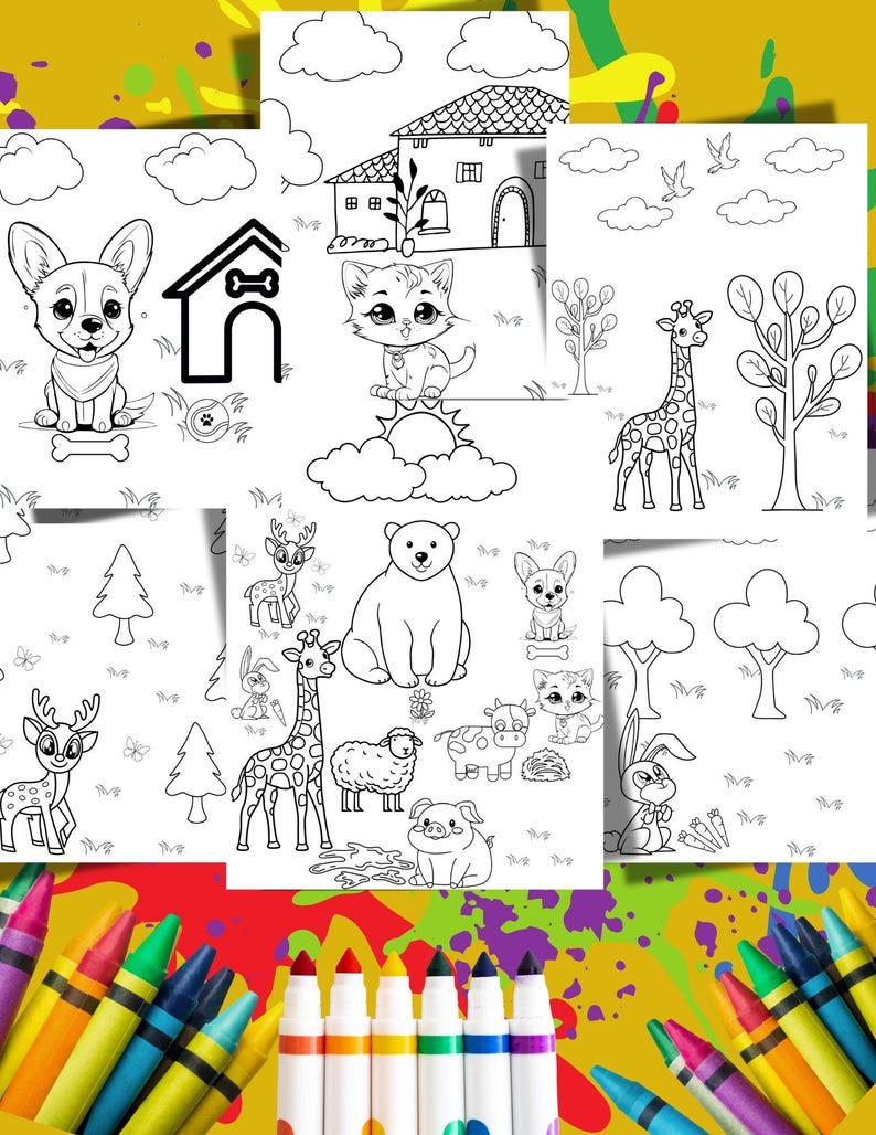 Printable Activity for Kids, Coloring Book, Land Animal, Pet Animal ...
