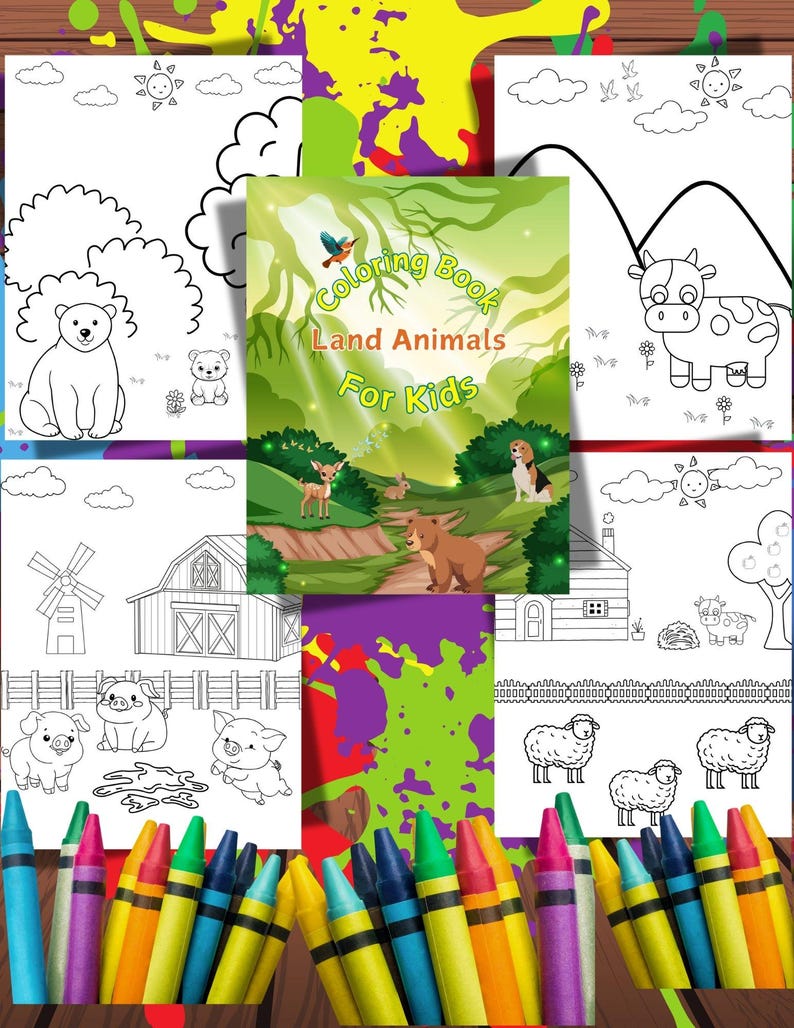 Printable Activity for Kids, Coloring Book, Land Animal, Pet Animal ...