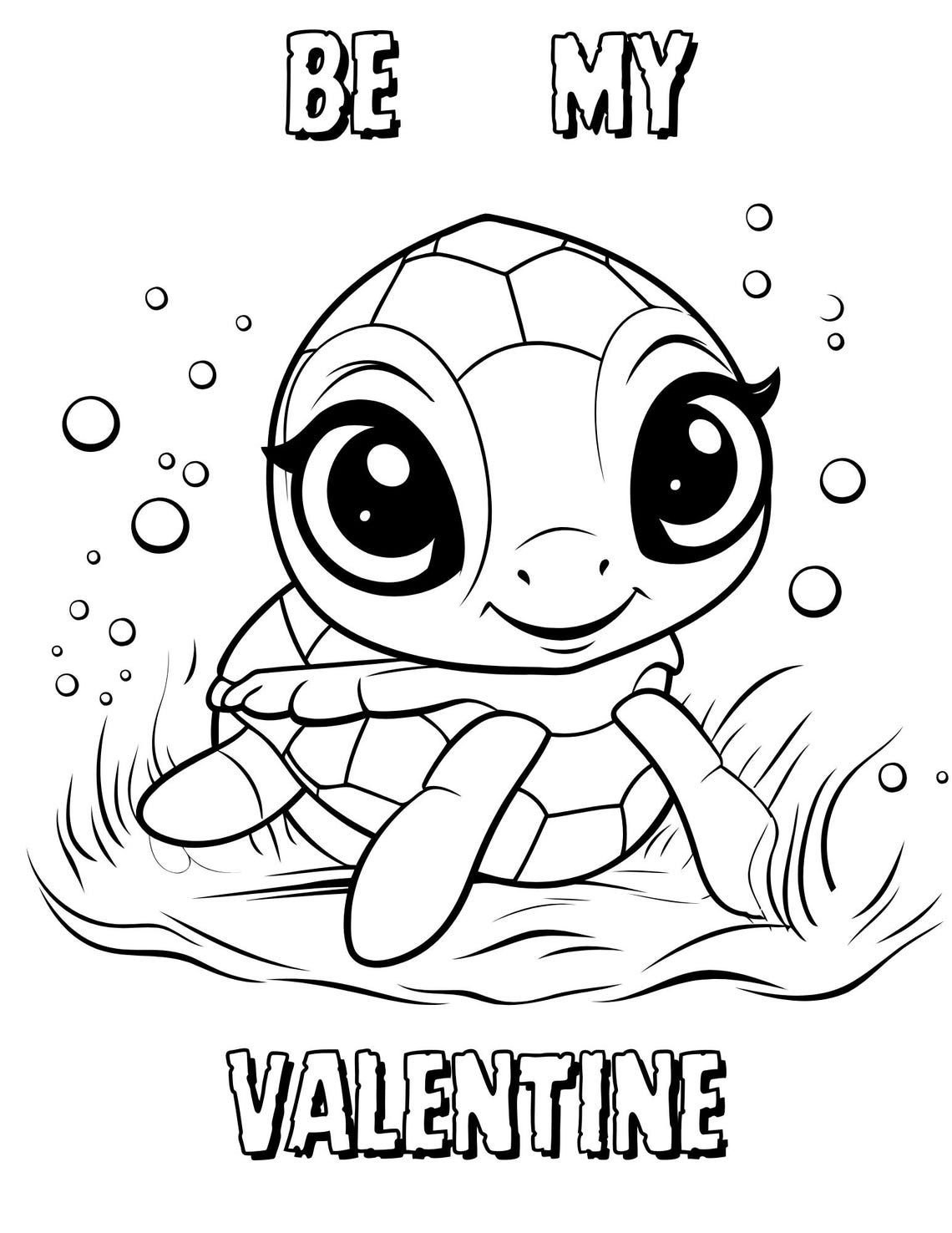 Printable Turtle Valentine Coloring Pages for Kids - Etsy