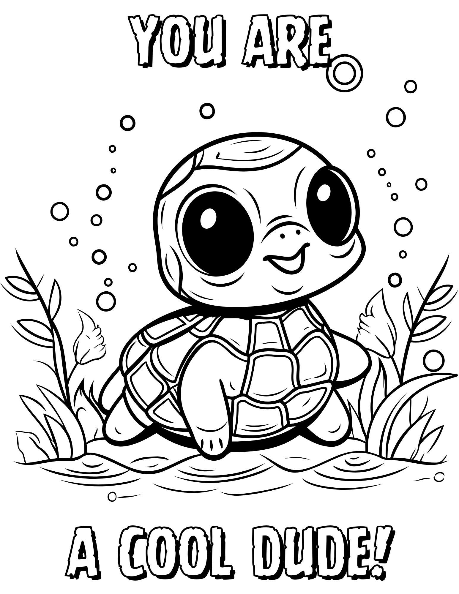 Printable Turtle Valentine Coloring Pages for Kids - Etsy