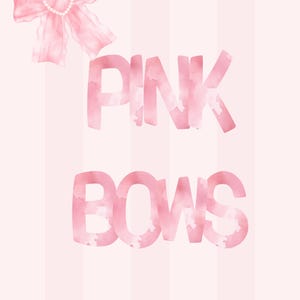 PINK BOW Wall Decor Digital Printable Canva Link - Etsy