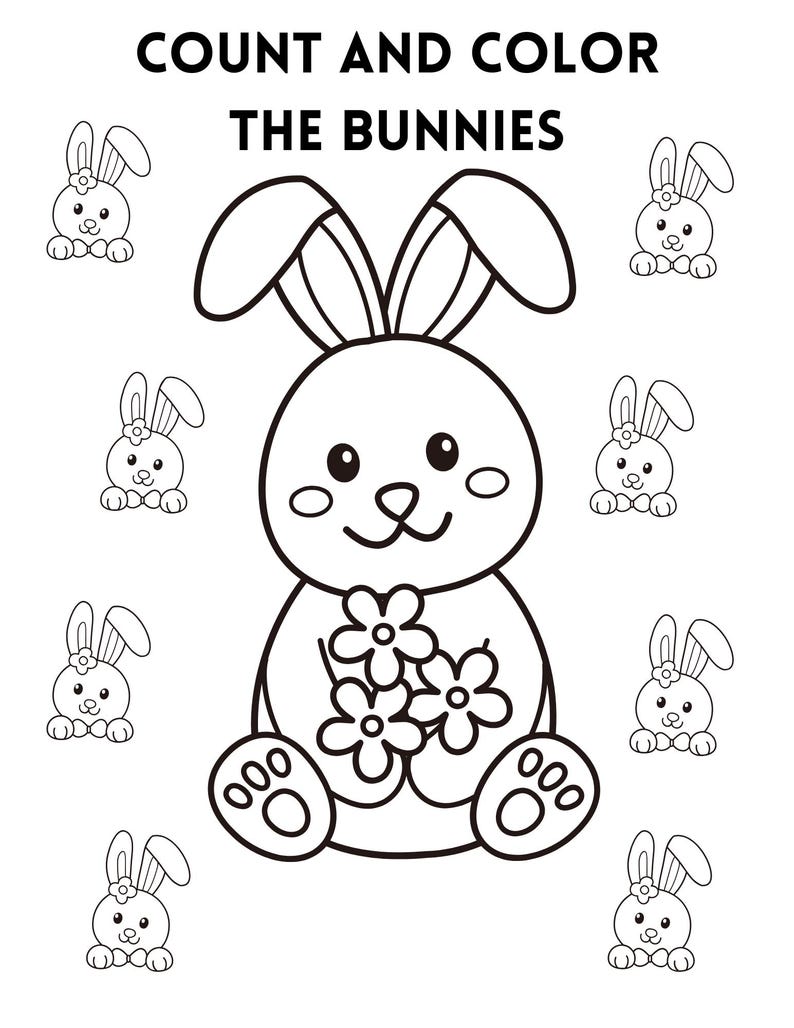 10 Printable Spring Coloring and Counting Activity Pages for Kids. - Etsy