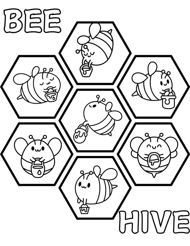 15 Bee Coloring Pages /printable - Etsy