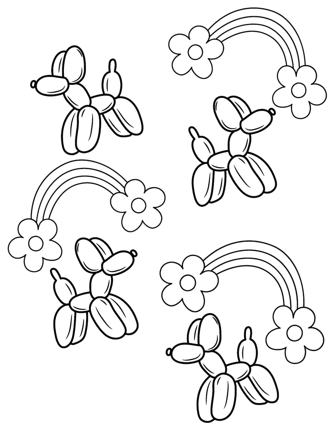 10 Printable Balloon Dog Coloring Pages - Etsy