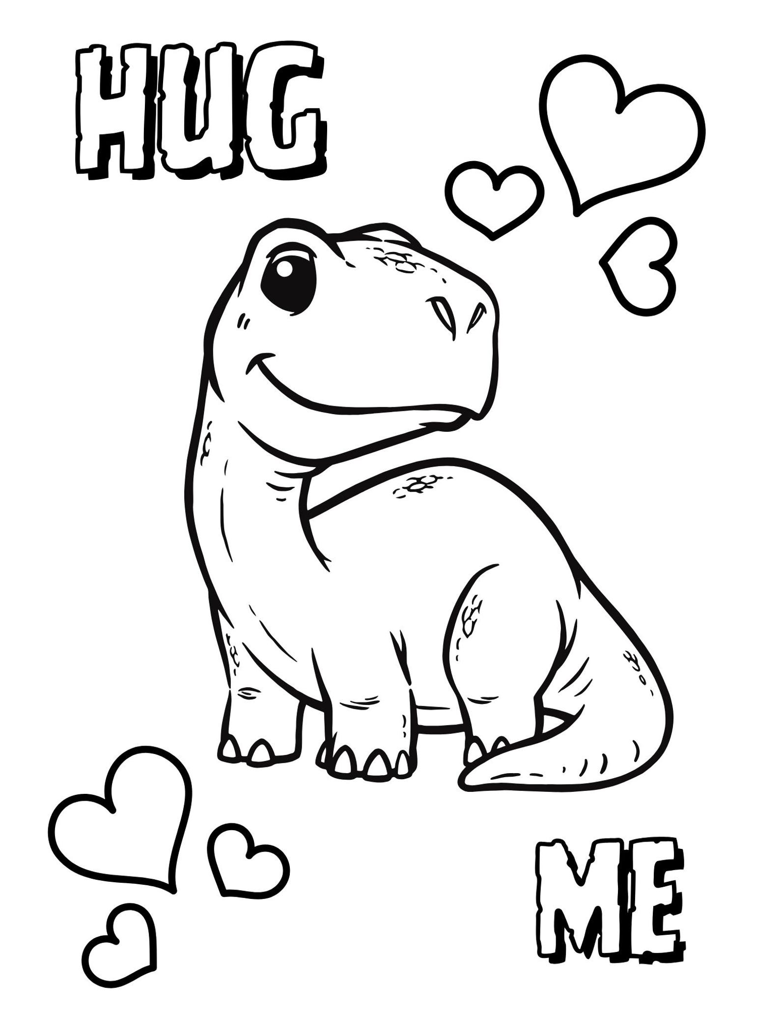 Printable Dinosaur Valentine Coloring Pages - Etsy