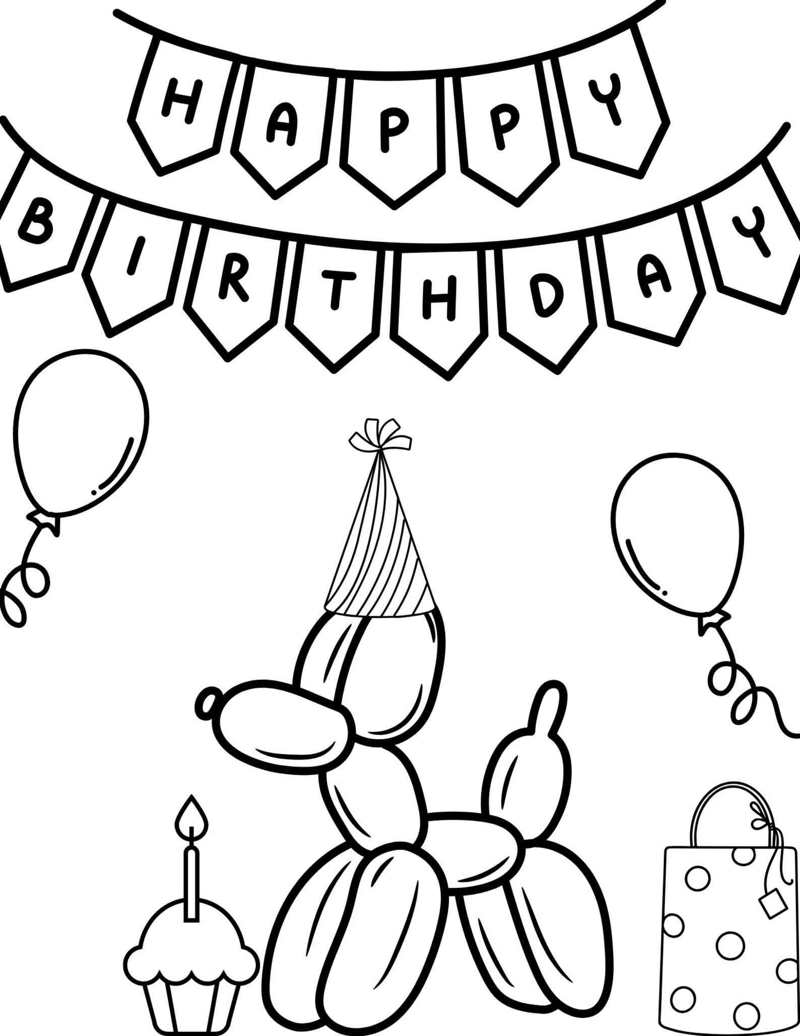 10 Printable Balloon Dog Coloring Pages - Etsy