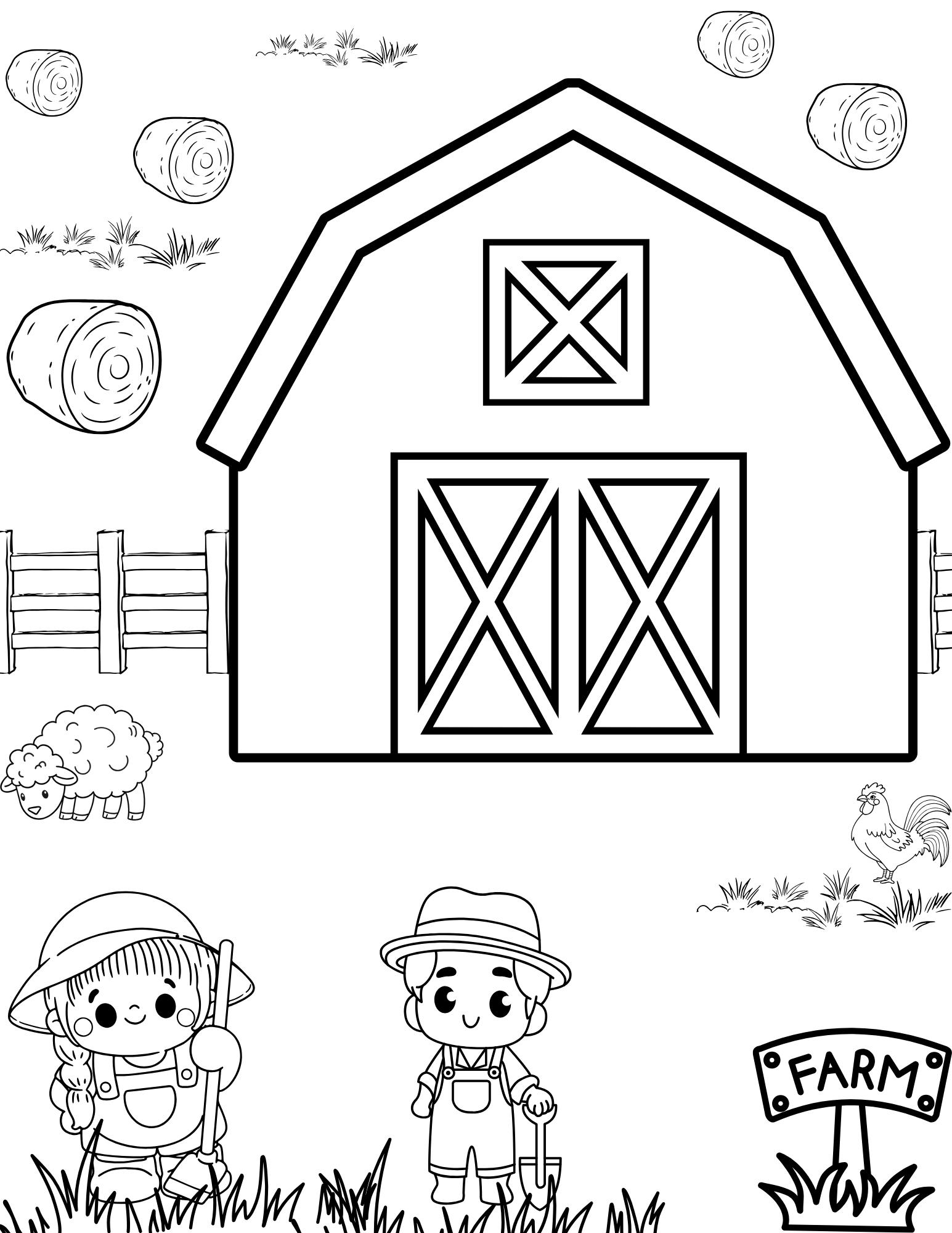10 Printable Kids Farm Coloring Pages - Etsy