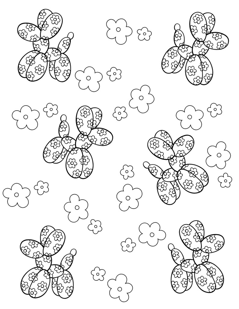 10 Printable Balloon Dog Coloring Pages - Etsy