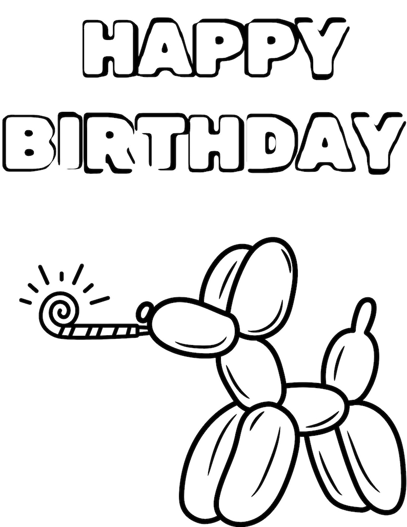10 Printable Balloon Dog Coloring Pages - Etsy