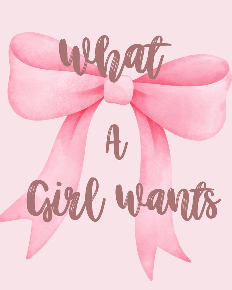 PINK BOW Wall Decor Digital Printable Canva Link - Etsy