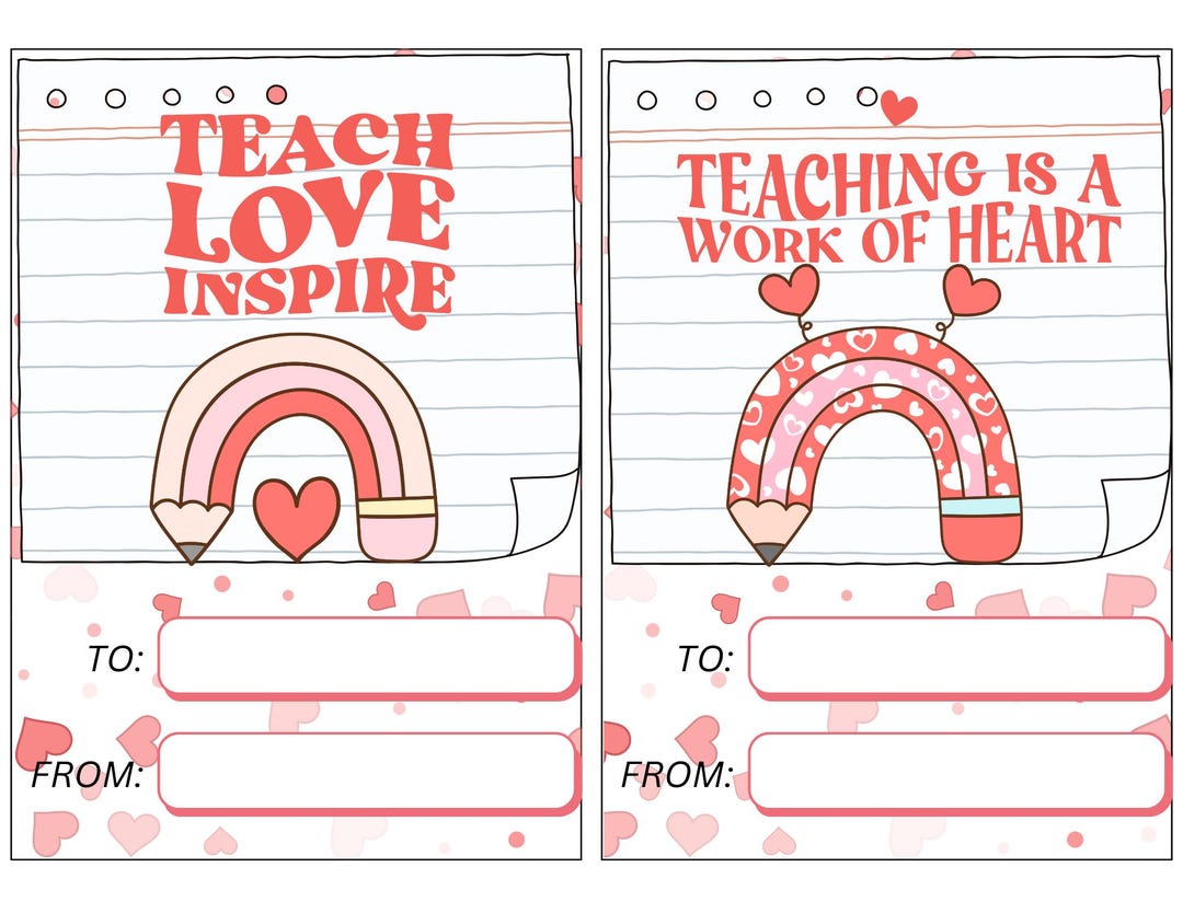 10 Printable Teacher Valentines - Etsy