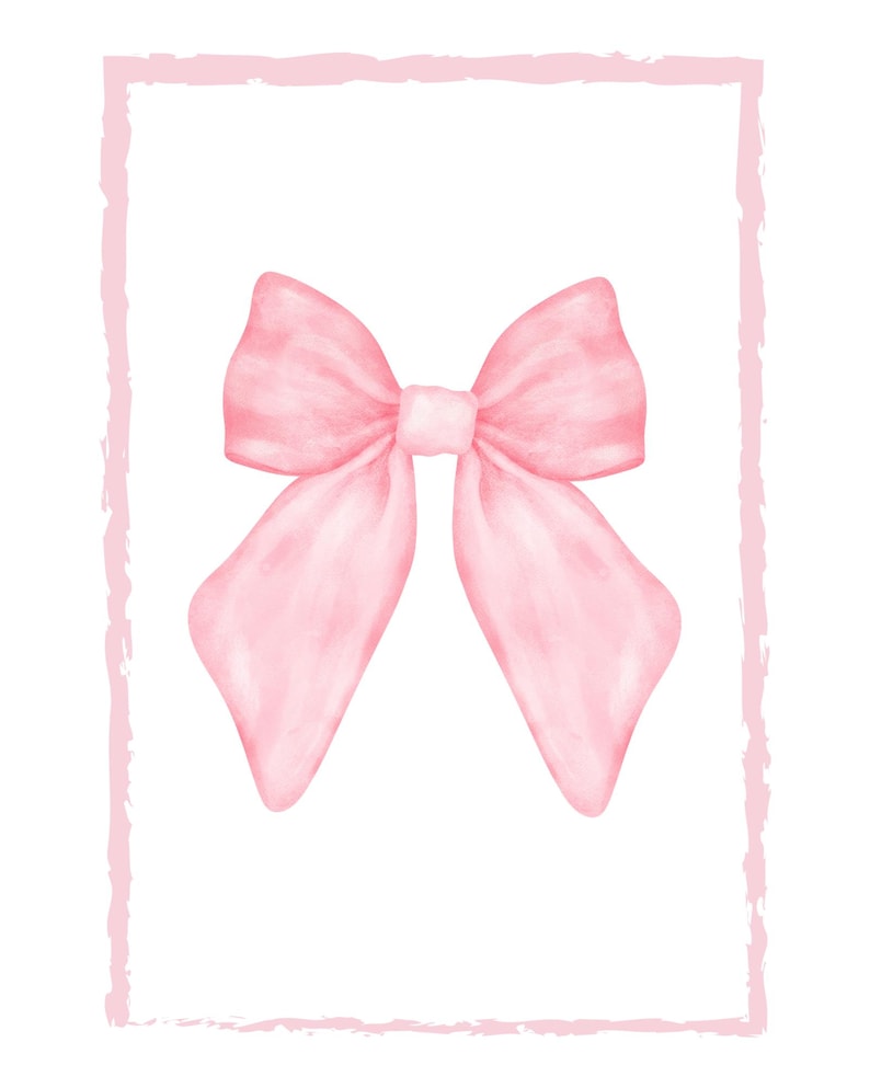 PINK BOW Wall Decor Digital Printable Canva Link - Etsy
