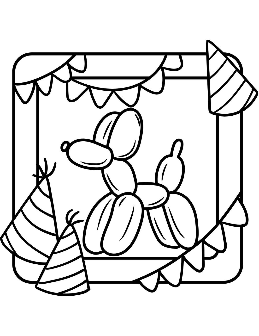 10 Printable Balloon Dog Coloring Pages - Etsy