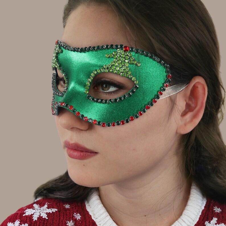 Green Christmas Masquerade Mask by PURELYNOOK • Venetian Mardi Gras ...